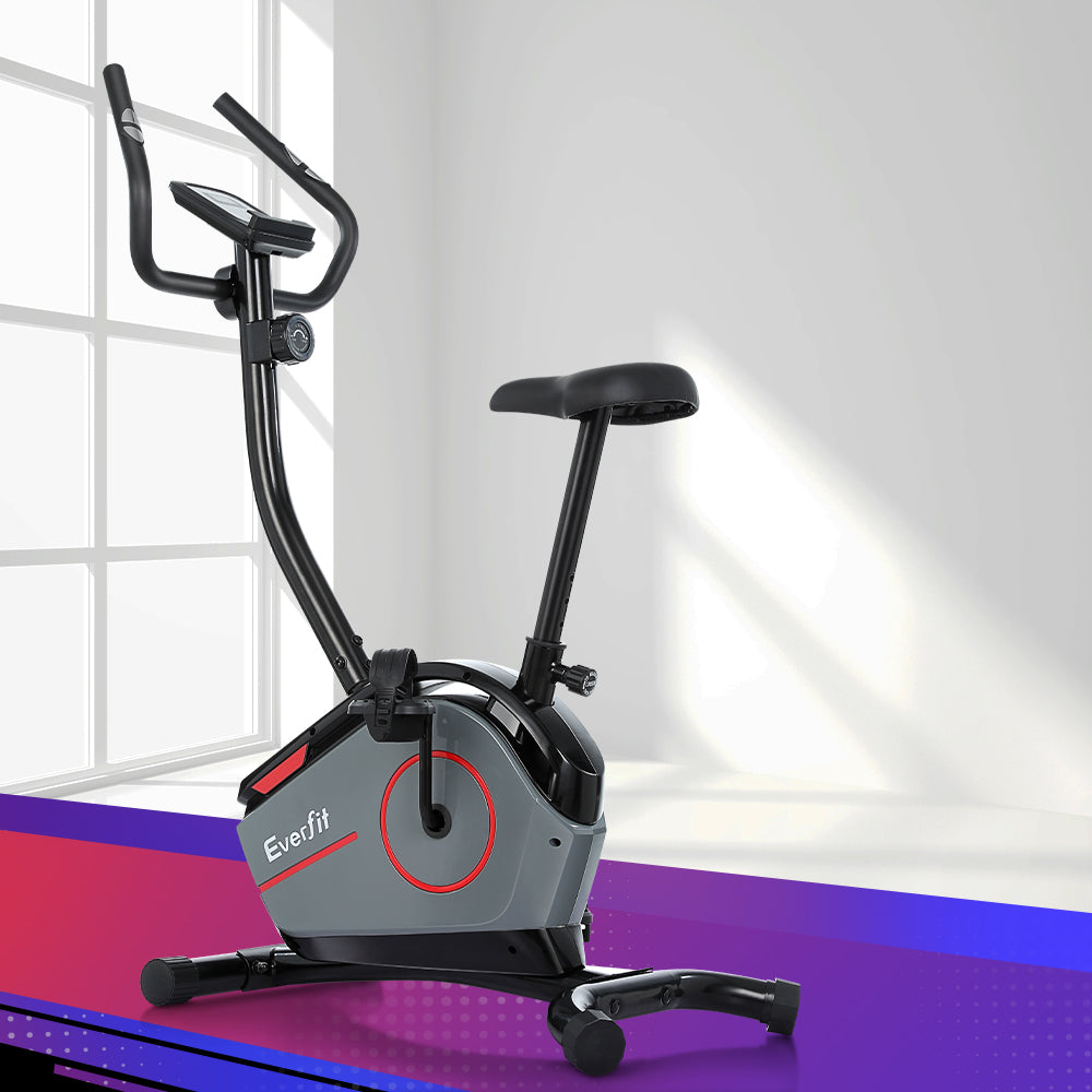 Everfit Magnetic Exercise Bike 8 Levels Upright Bike Fitness Home Gym ...