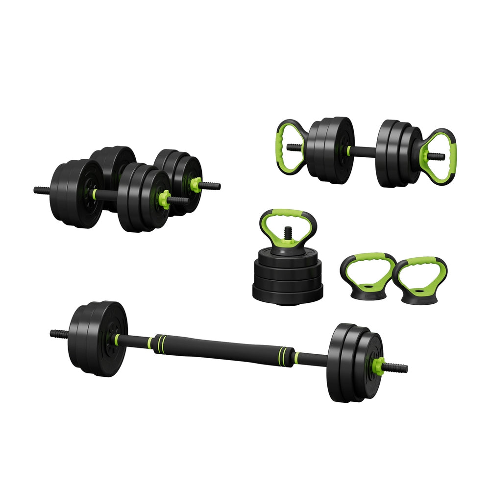 Everfit 25kg Adjustable Dumbbells Set Kettle Bell Weight Plates Barbel ...