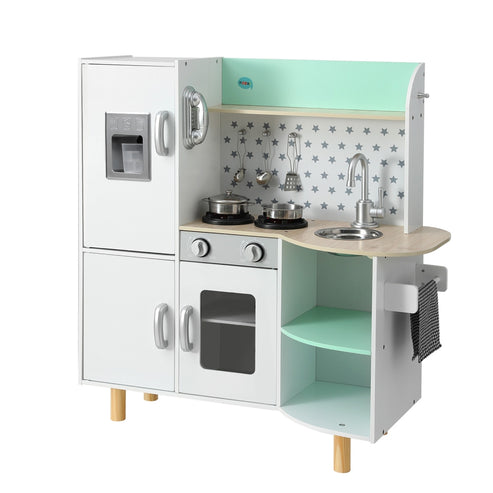 Keezi Kids Wooden Pretend Kitchen Play Sets Cooking Toys Oven Fridge 8 ...