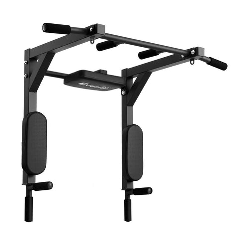 Everfit Pull Up Bar Dip Station Multi Gym 150kg Home Power Station Bla ...
