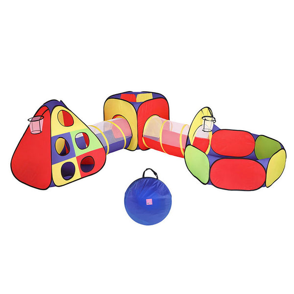 Keezi Kids Play Tent Pop Up Teepee Playhouse Ball Pit Crawl Tunnel Bas ...